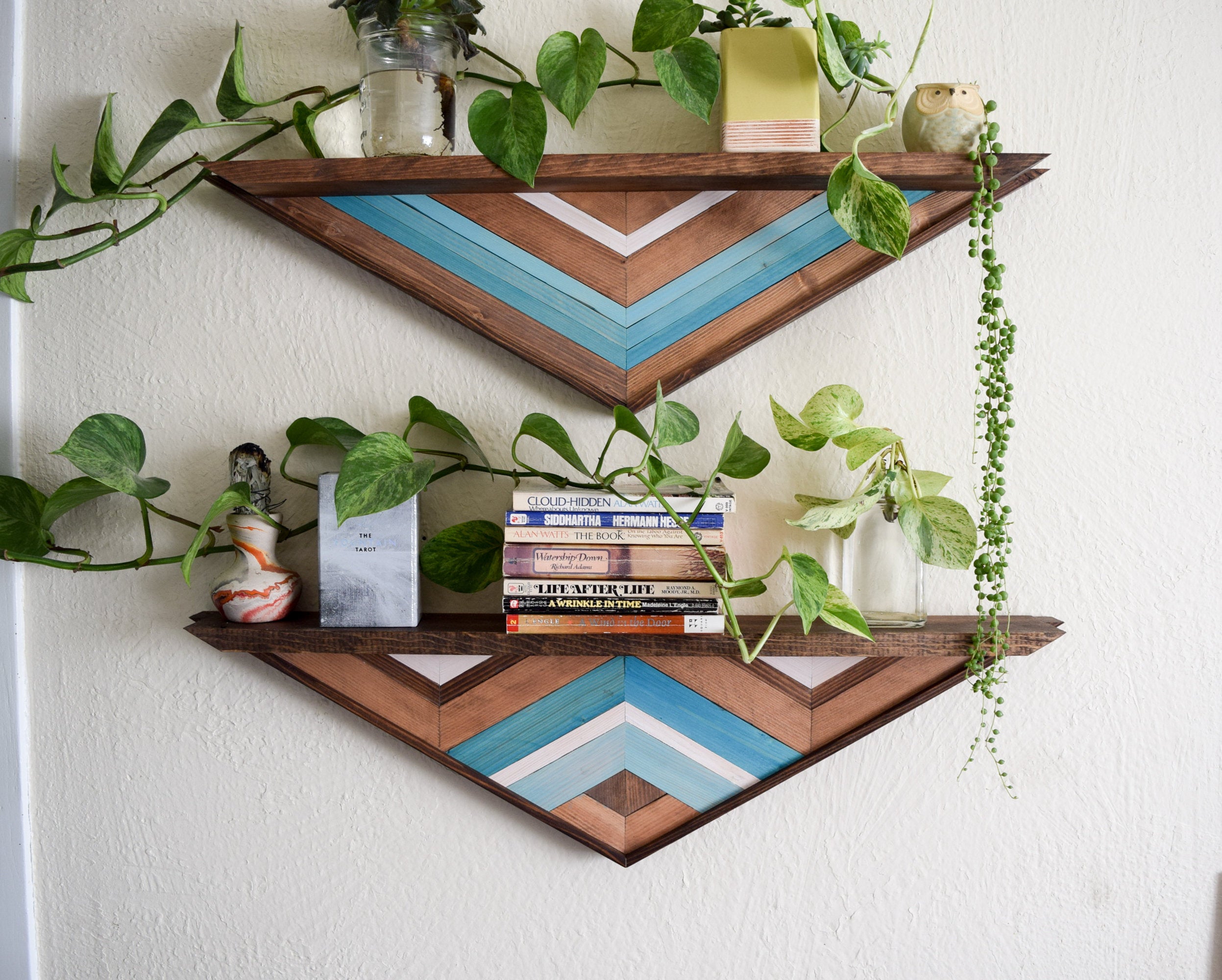 Floating Wood Mosaic Shelves – Roaming Roots