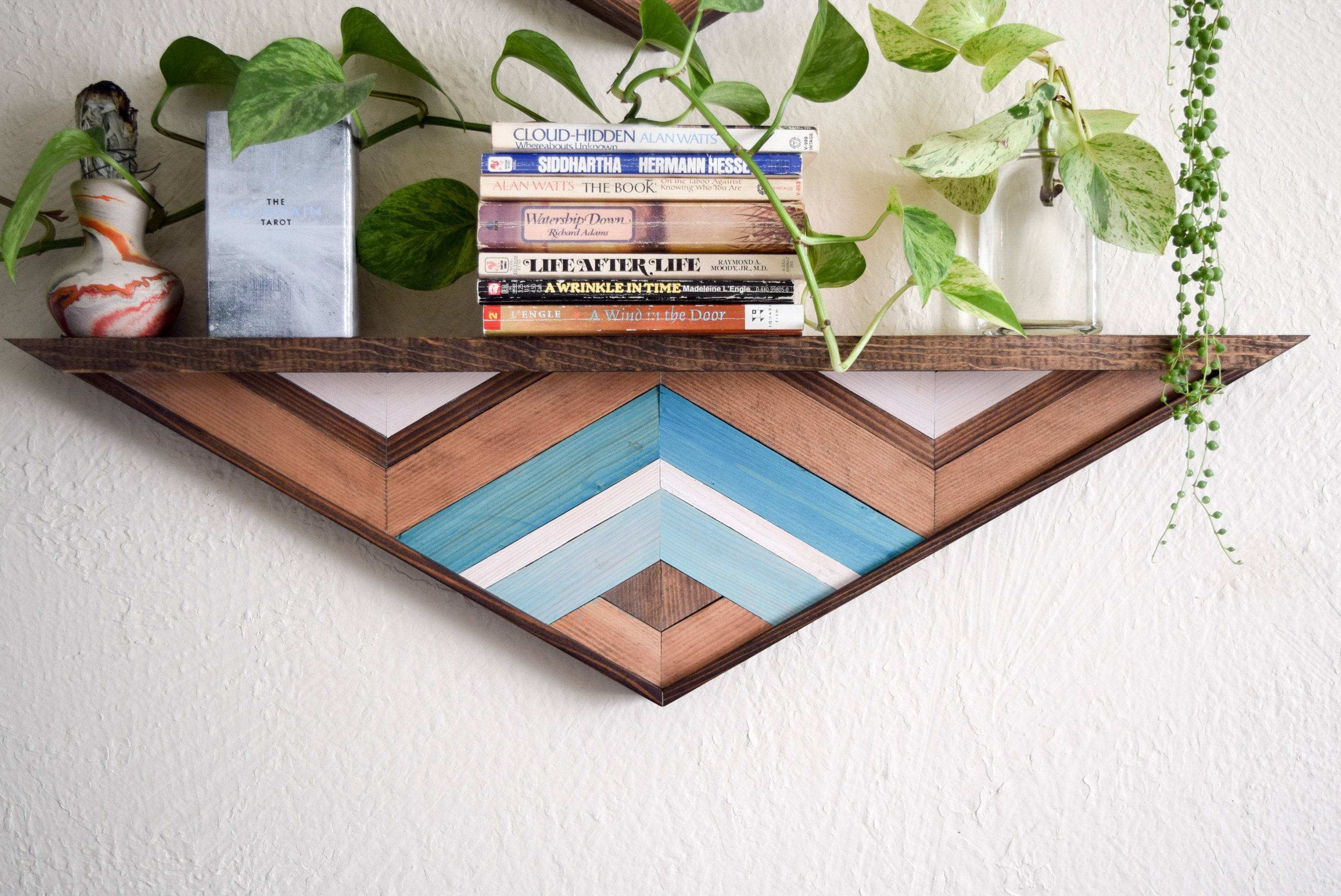 Floating Wood Mosaic Shelves – Roaming Roots